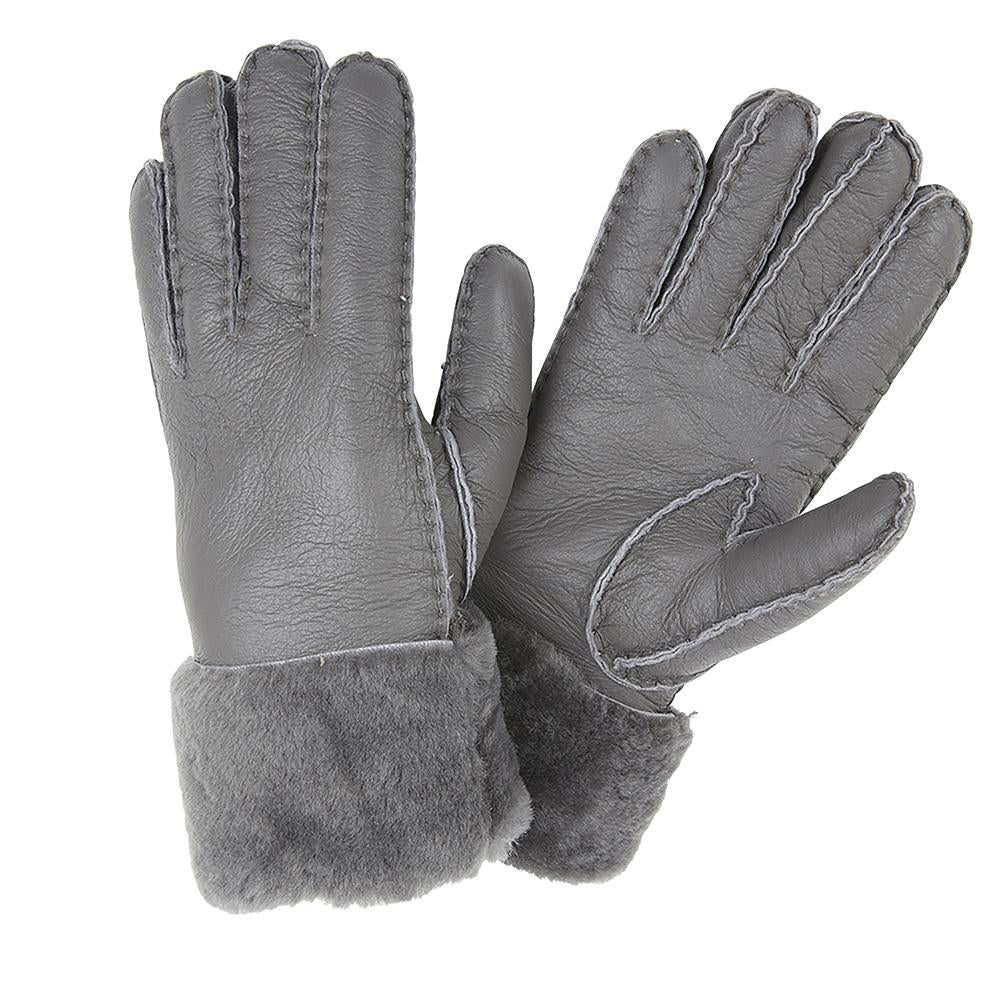 RJ Draper of Glastonbury Shearling Cuff Gloves in Stone Ladies Shearling Gloves Drapers S 7 Stone